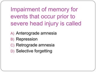 Memory revision multiple choice test | PPTX | Brain and Nervous System ...