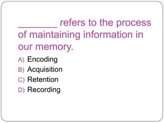 Memory revision multiple choice test | PPTX