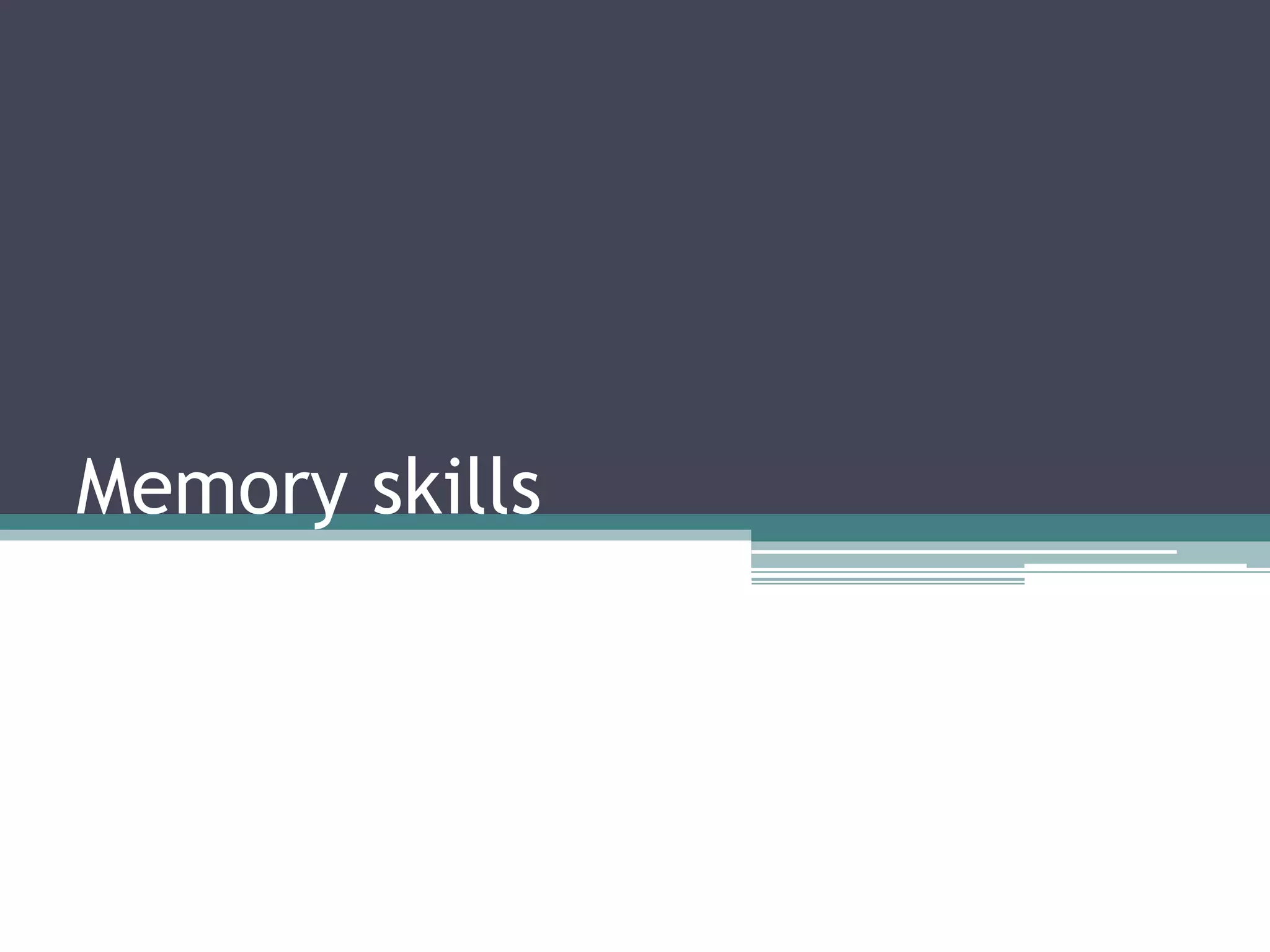 Memory skills | PPT
