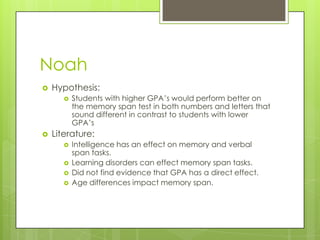 Memory Span Presentation | PPTX