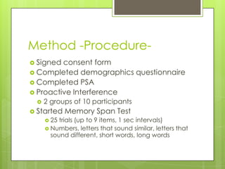 Memory Span Presentation | PPTX