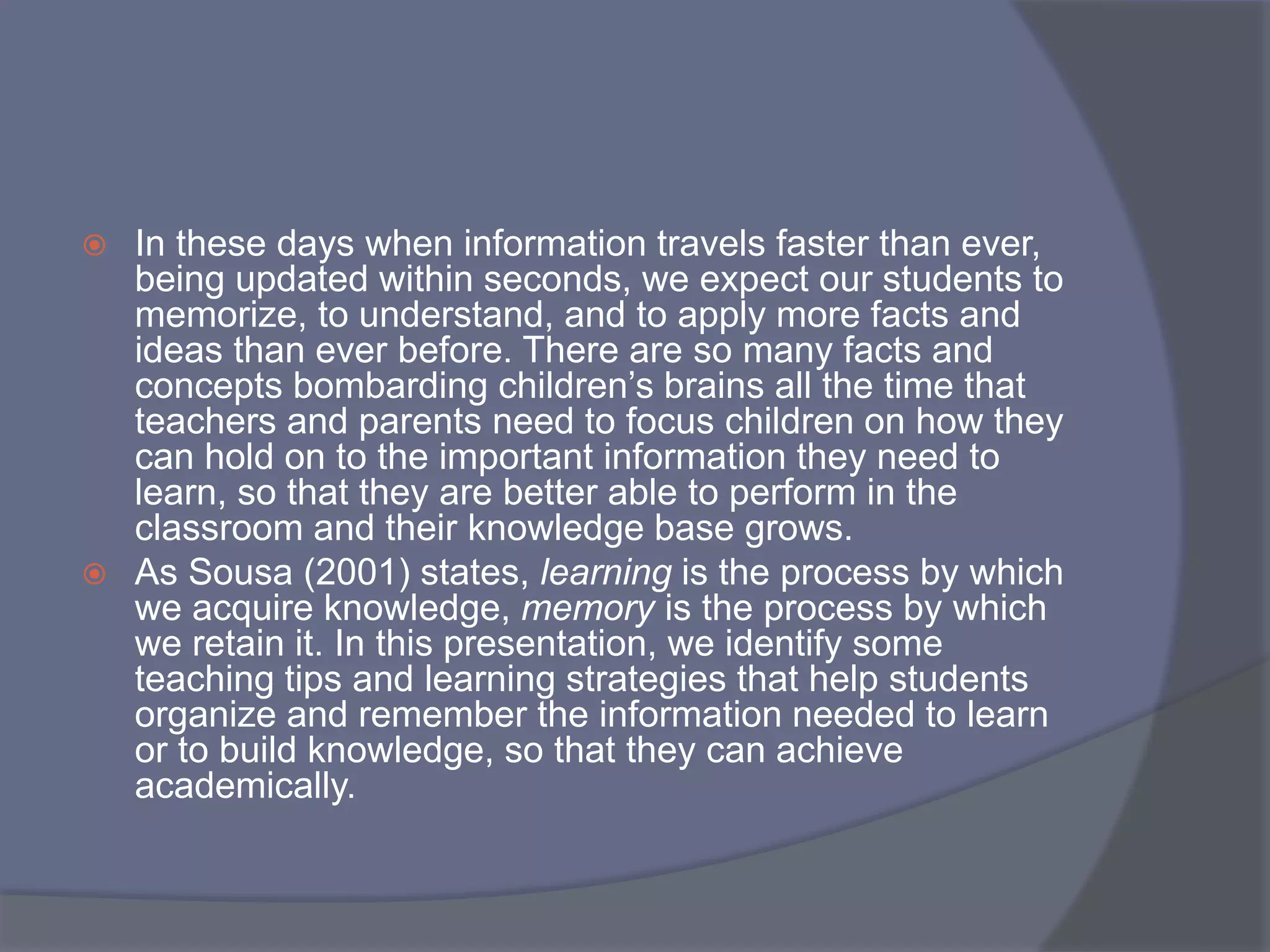 Memory Strategies to Help Students Remember What They See and Hear in ...