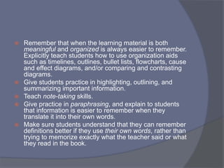 Memory Strategies to Help Students Remember What They See and Hear in ...