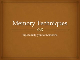 Memory techniques | PPTX