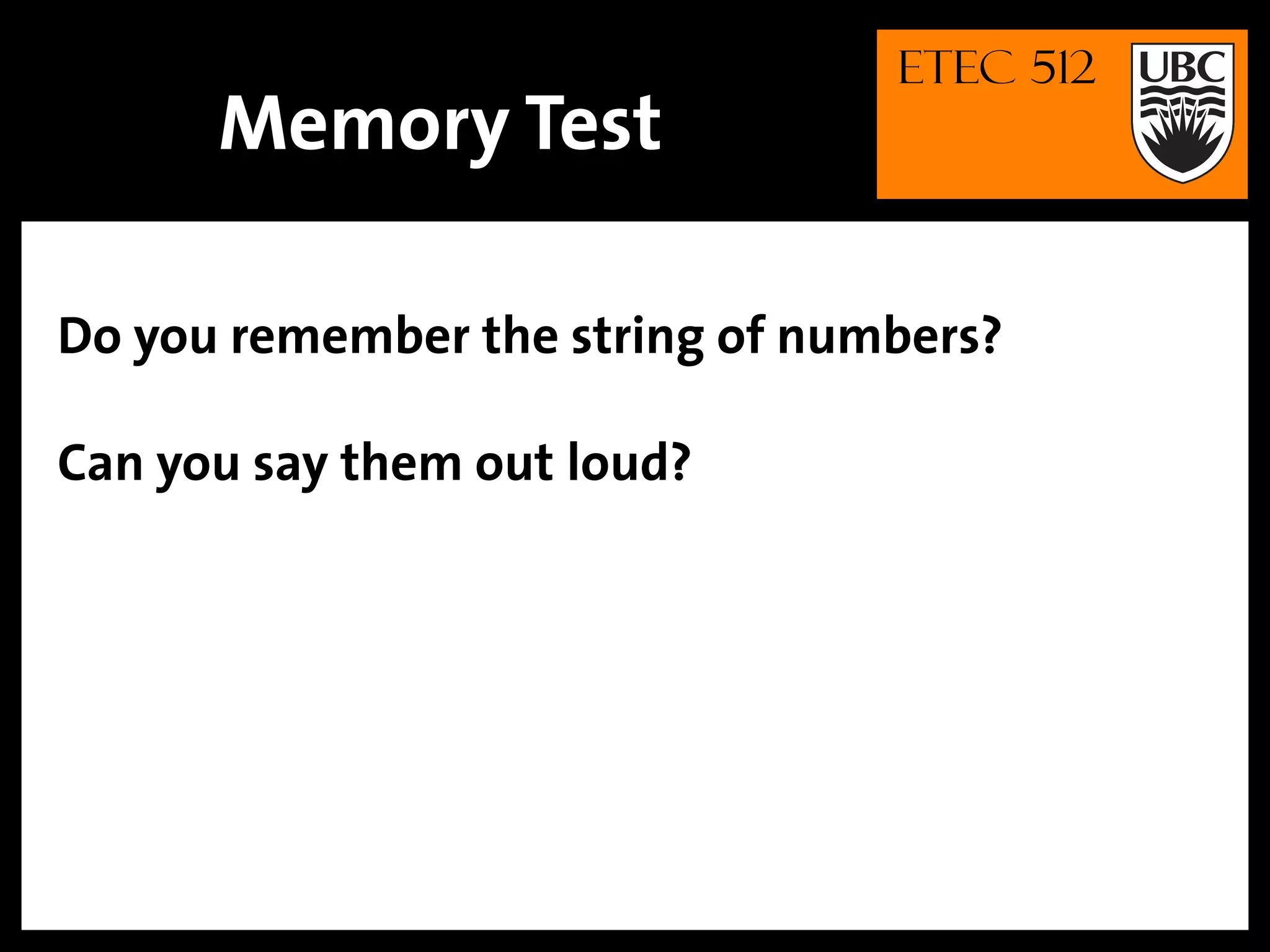 Memory Test | PDF