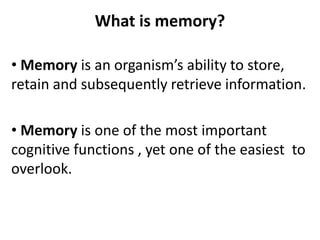 Memory, Thinking and Intelligence | PPTX