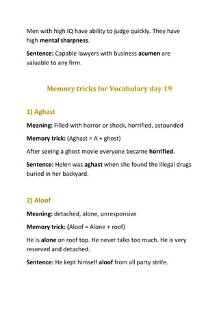 Memory tricks for 100 vocabulary words (justdownloadfree.com) | PDF
