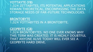 unit of memory measurement Bit, Byte,KB,MB,GB,TB,PB | PPTX