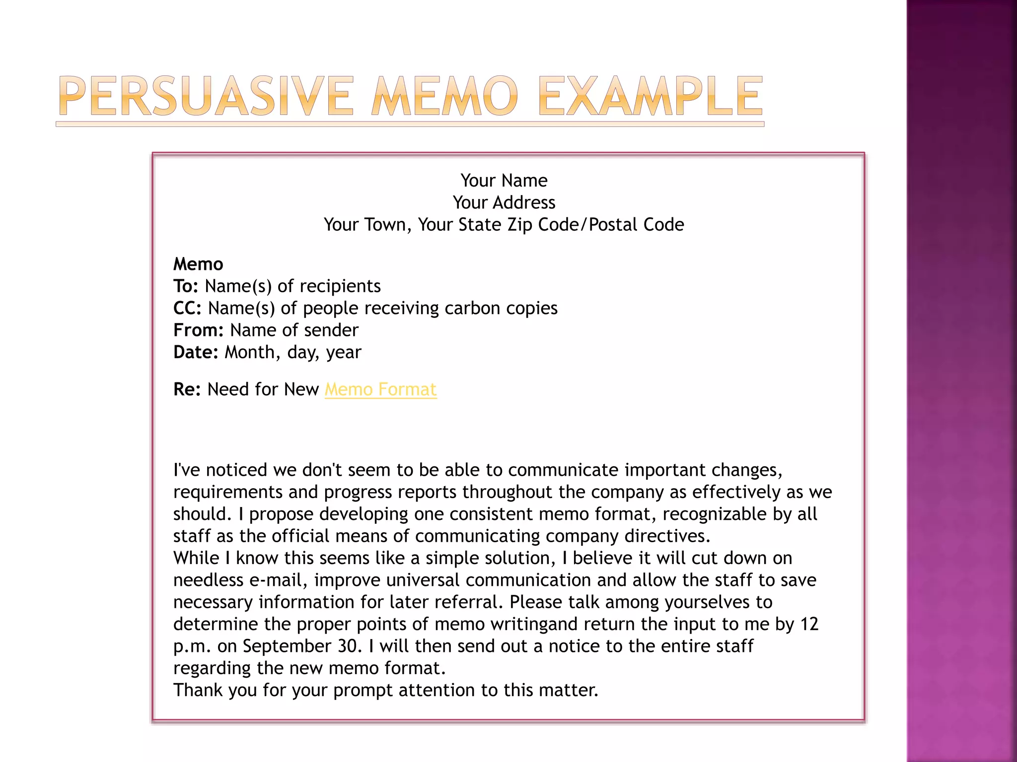 Memo writing | PPTX