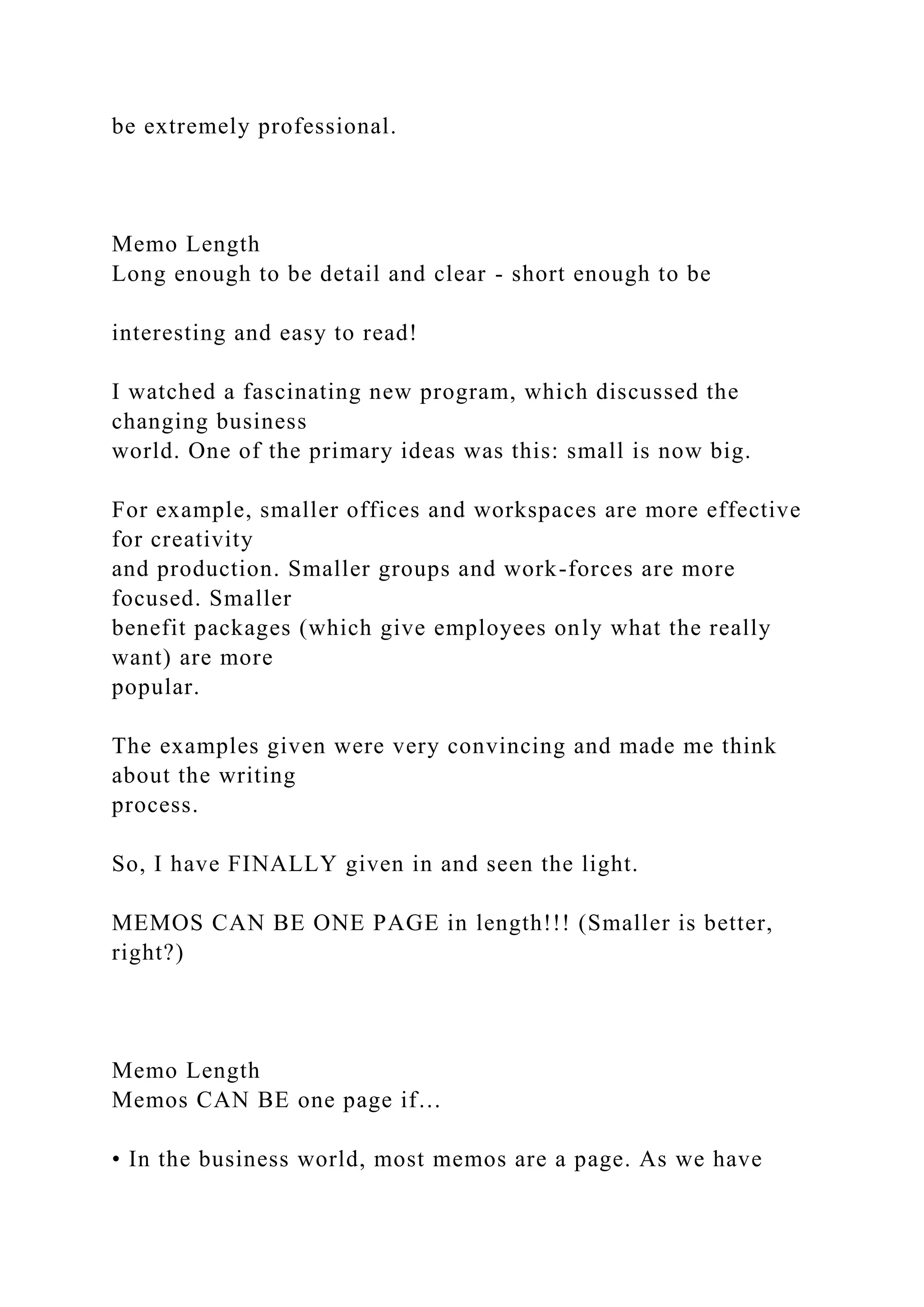 Memos are still an important form of business communication!.docx