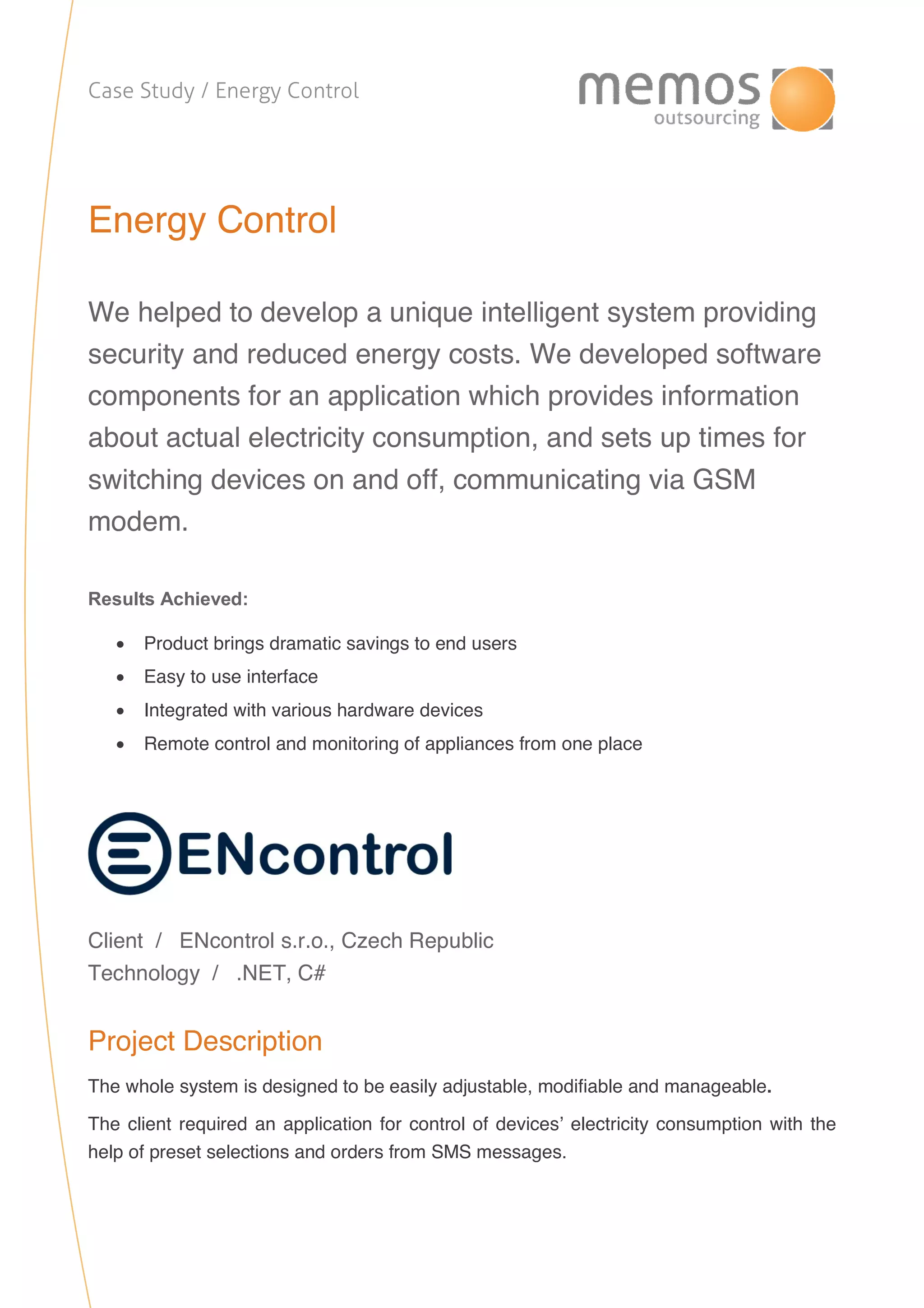 Memos Case Study Energy Control | PDF