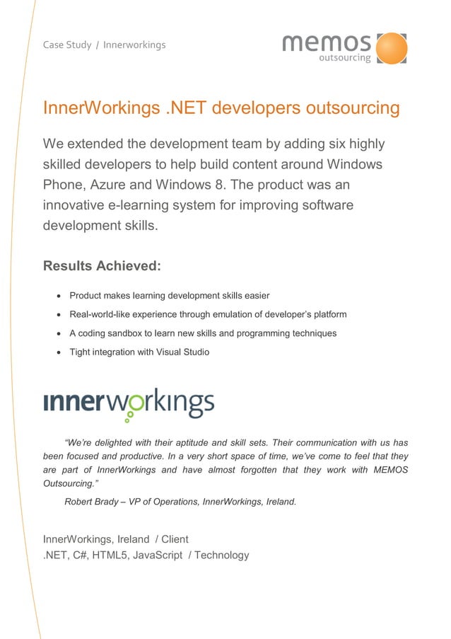 Memos case study Innerworkings | PDF
