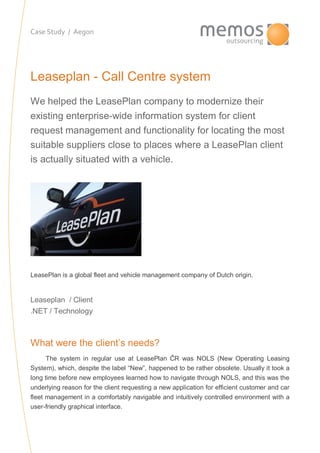 Memos Case Study Leaseplan Call Center | PDF