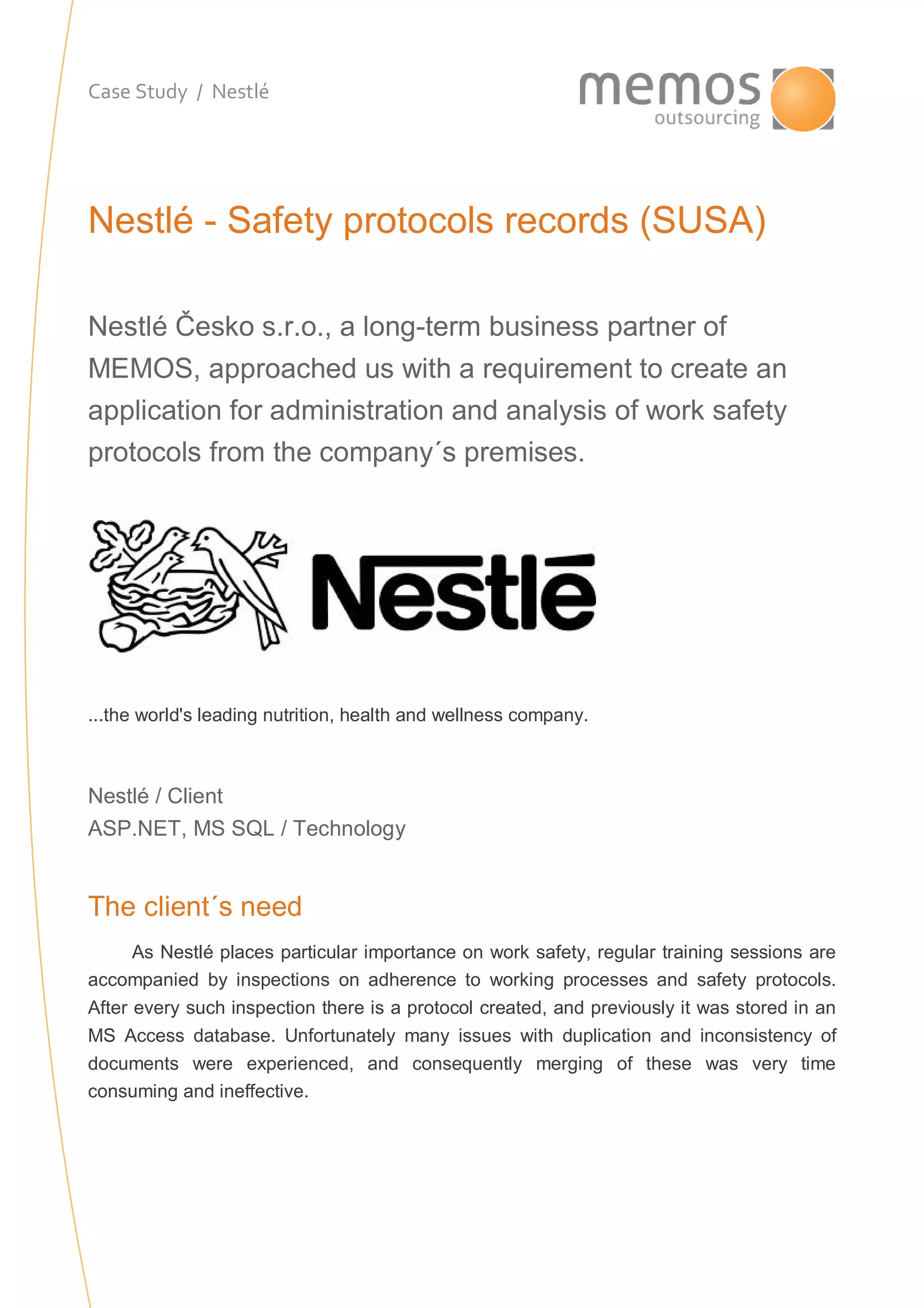 Memos Case Study Nestle | PDF