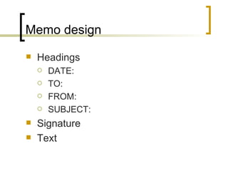 Memos, Letters and Email Correspondence | PPT