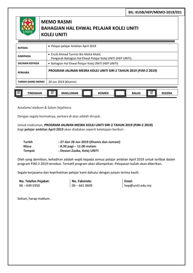 Memo & Tentatif PJM-2 2019 | PDF