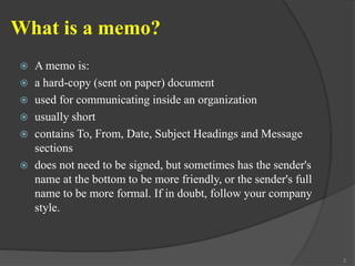 Memo writing | PPTX