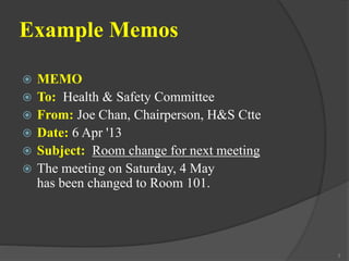Memo writing | PPTX