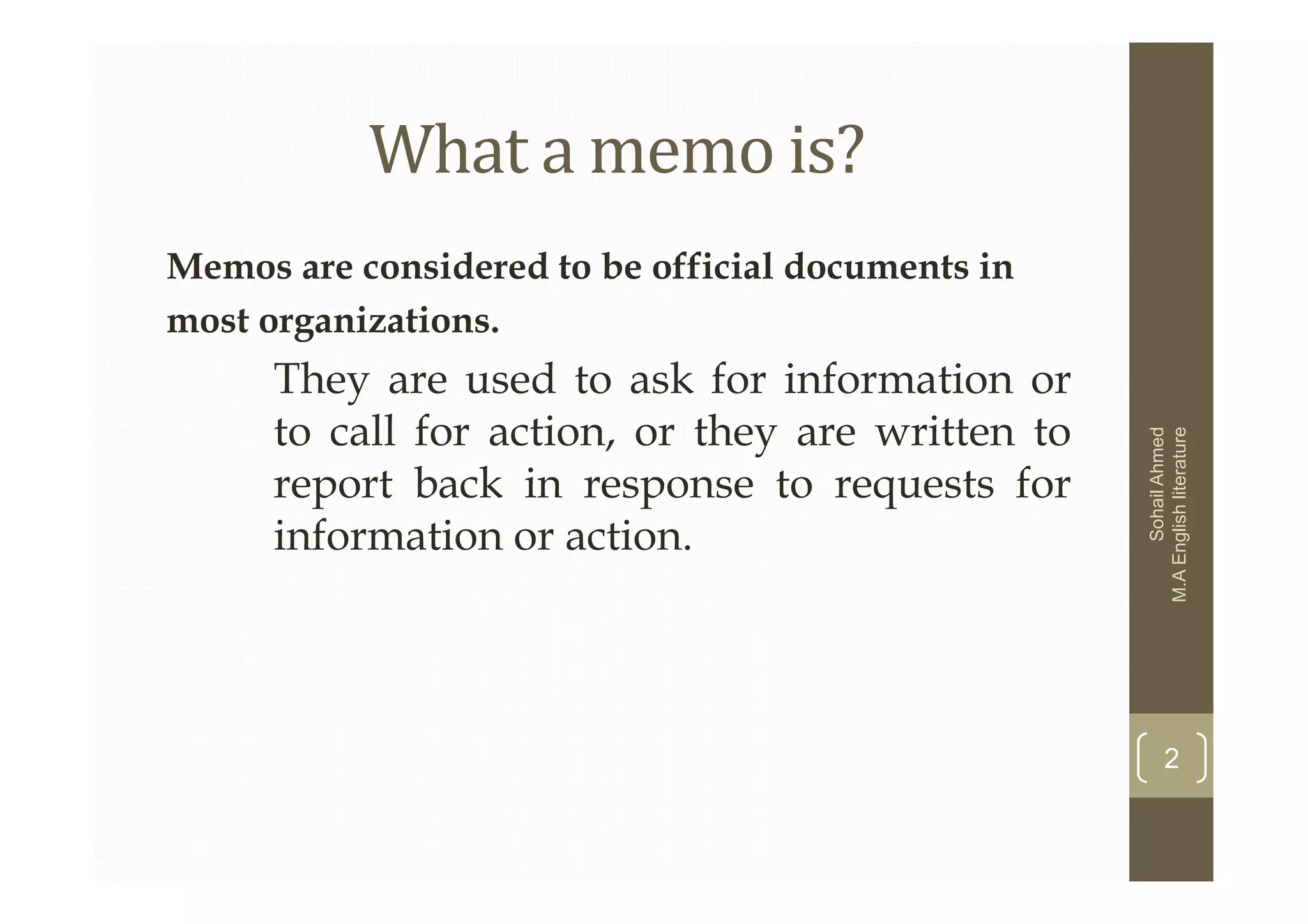 Memo writing by sohail ahmed | PDF