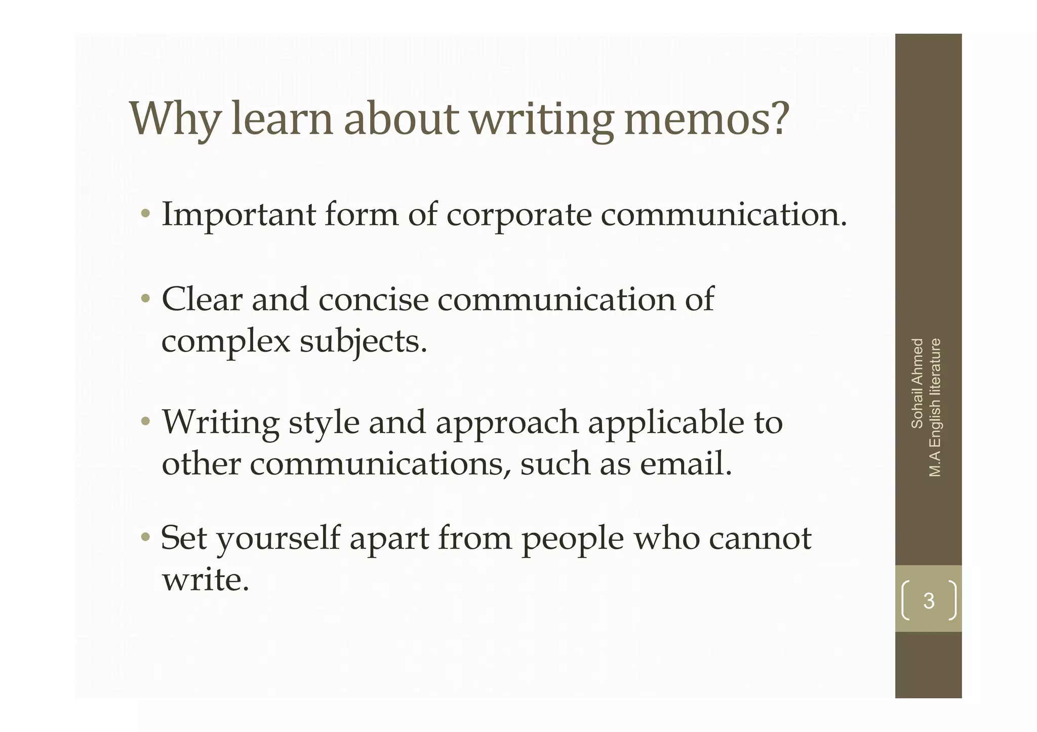 Memo writing by sohail ahmed | PDF