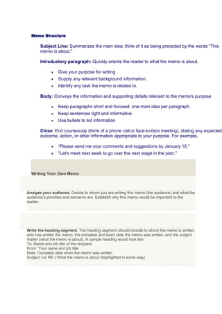 Memo writing notes | DOCX