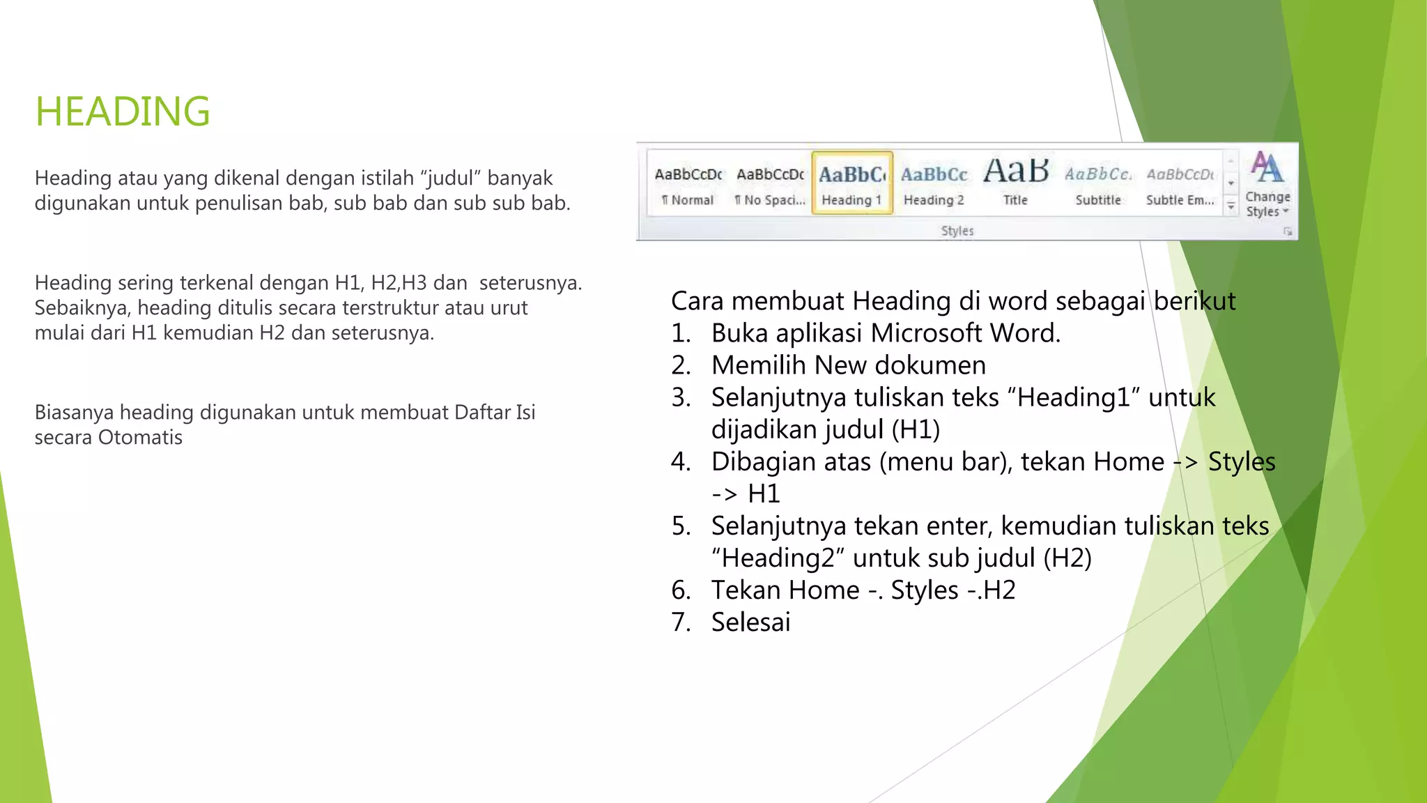 MEMPERGUNAKAN IDENTANSI, HEADING, SECTION, HEADER.pptx