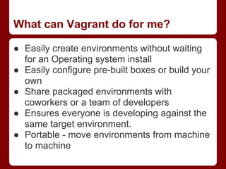 Quick & Easy Dev Environments with Vagrant | PDF