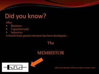 Memristors | PPTX | Chemistry | Science