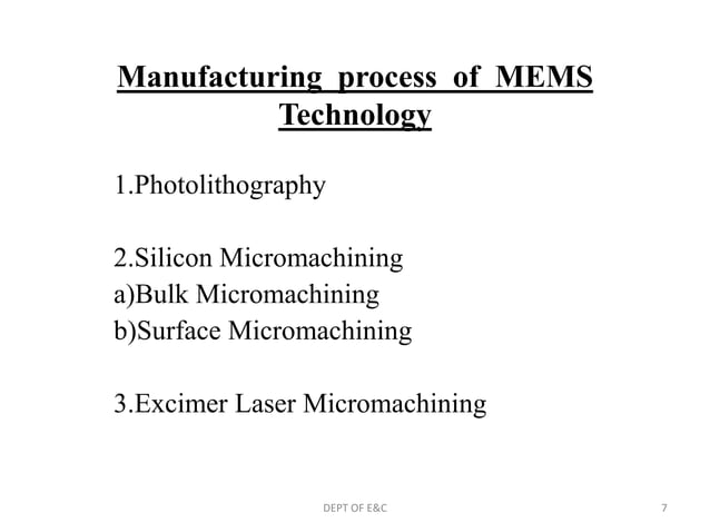 Mems technology ppt | PPTX | Technology & Computing