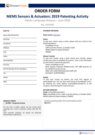 Mems sensors & actuators 2019 patenting activity flyer | PDF