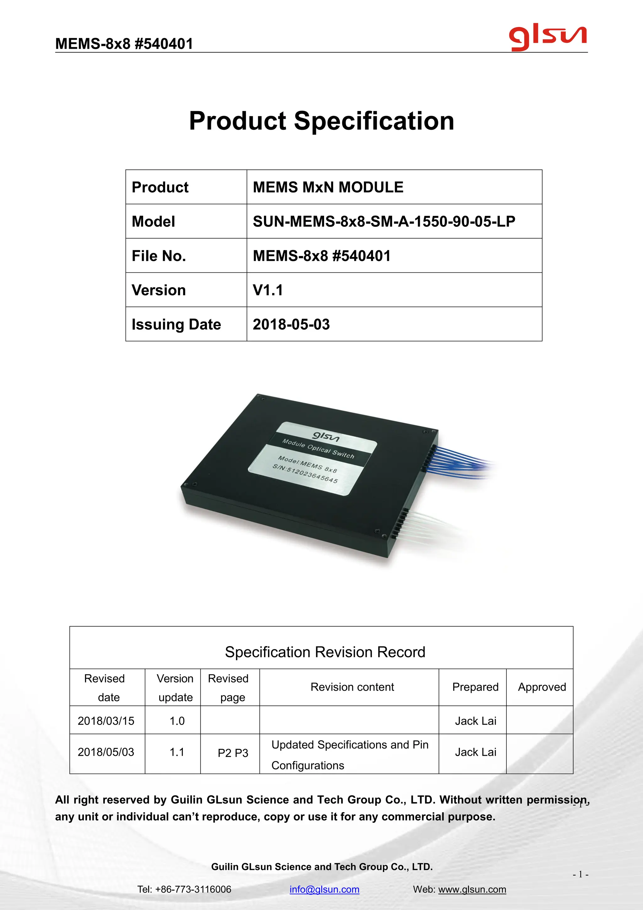 mems-8x8-optic-switch-module-data-sheet-540401.pdf | Computer ...