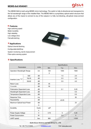 mems-8x8-optic-switch-module-data-sheet-540401.pdf | Computer Peripherals | Computing