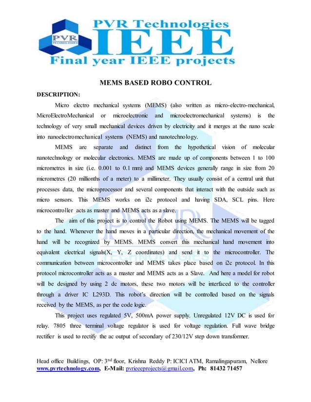 Mems based robo control | DOCX