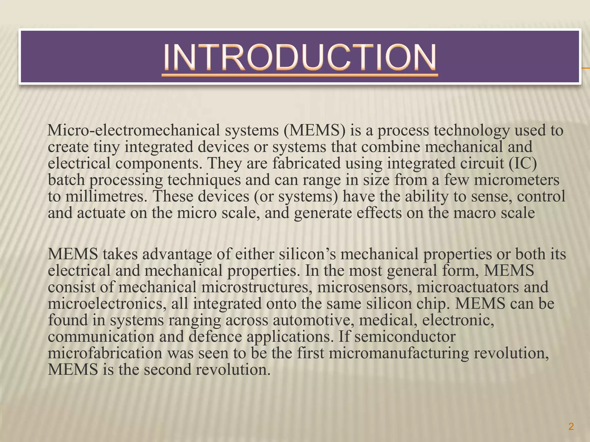 Mems manufacturing | PPTX