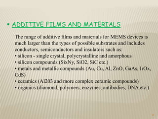 Mems manufacturing | PPTX