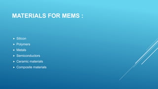 Mems application | PPTX | Physics | Science