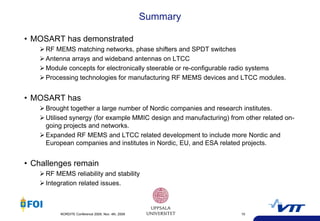 MEMS Based Reconfigurable RF Systems for SoftwareRadio, Wireless Sensors, and MMID Technology ...