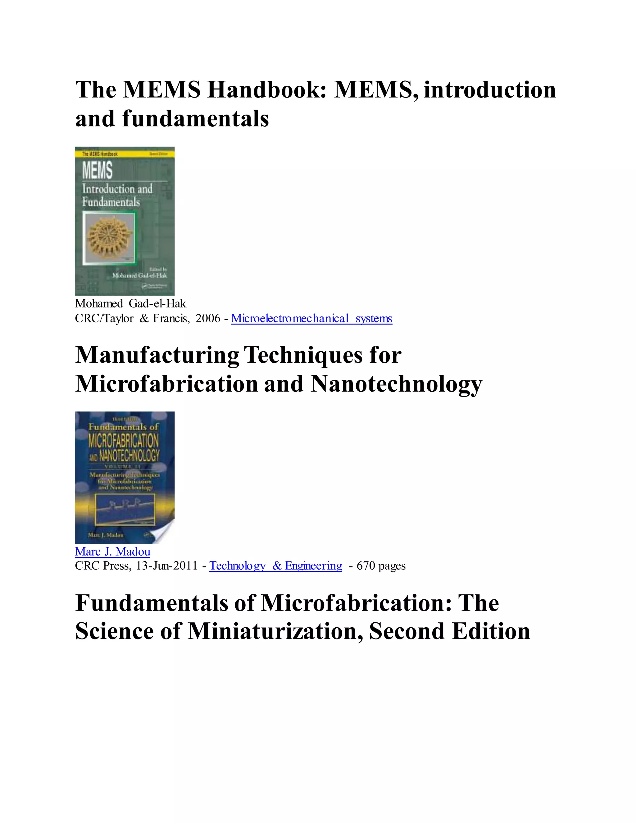 Mems book list_01 | DOCX