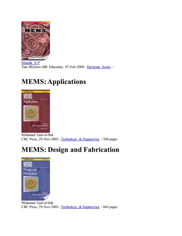 Mems book list_01 | DOCX | Technology & Computing