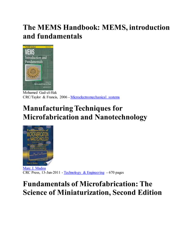 Mems book list_01 | DOCX | Technology & Computing