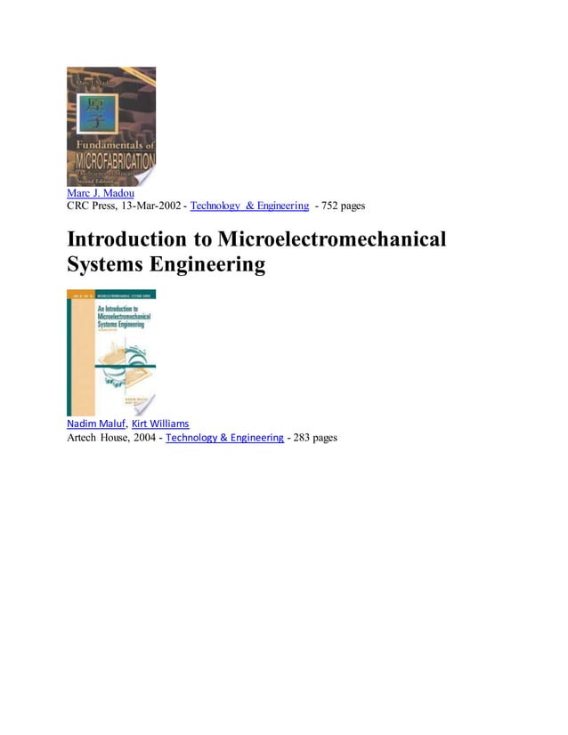 Mems book list_01 | DOCX | Technology & Computing