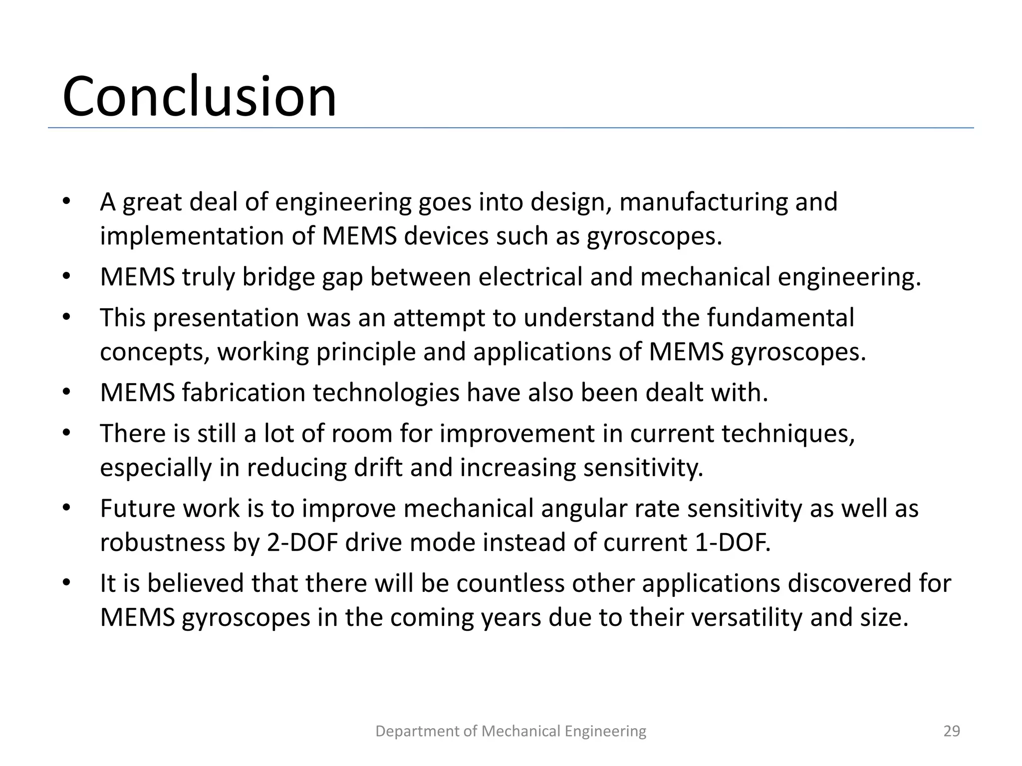 Microelectromechanical Systems(MEMS) Gyroscope | PPTX