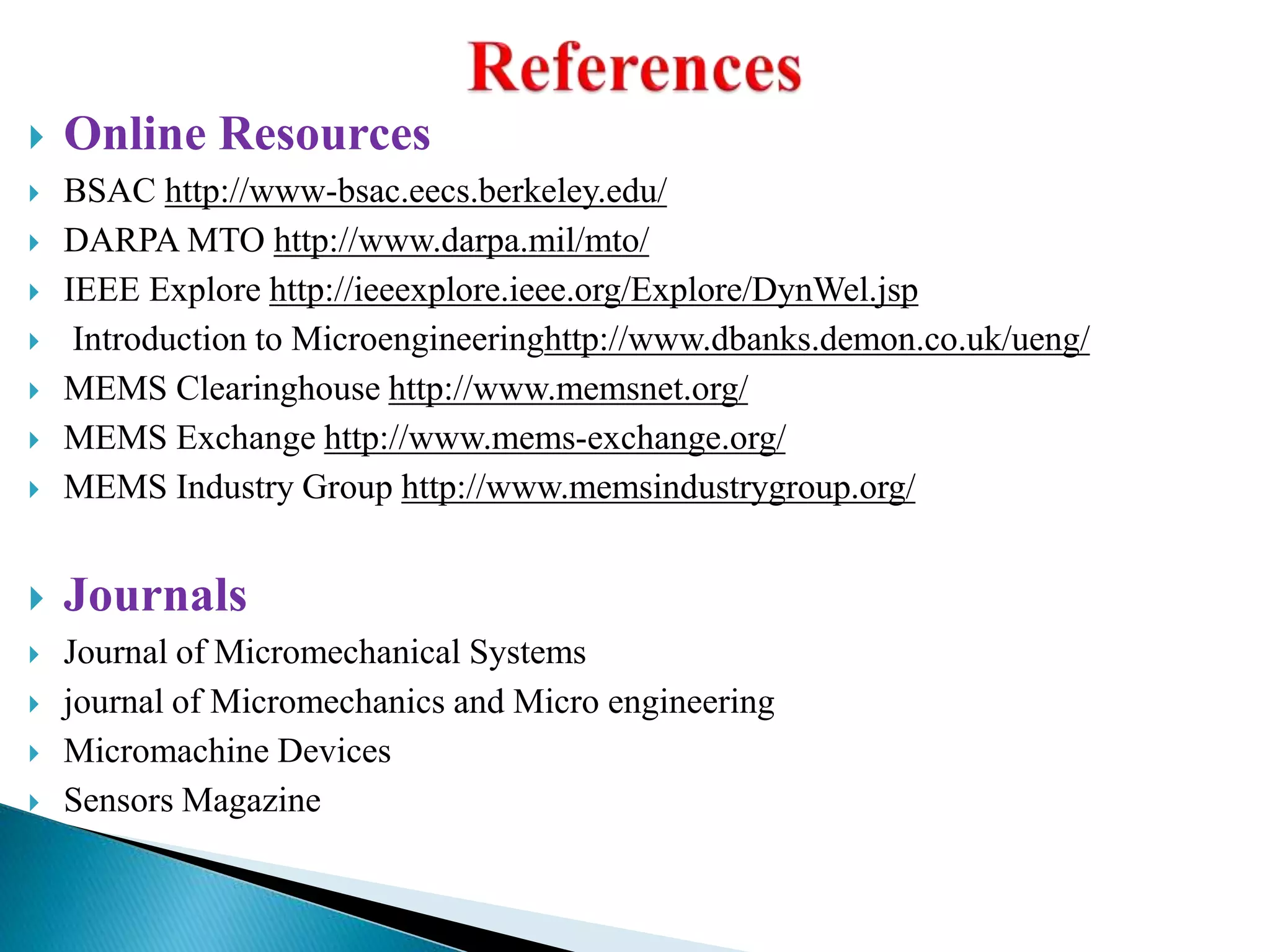 MEMS an overview and application | PPTX