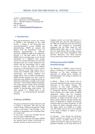 Mems project by abhishek mahajan | PDF