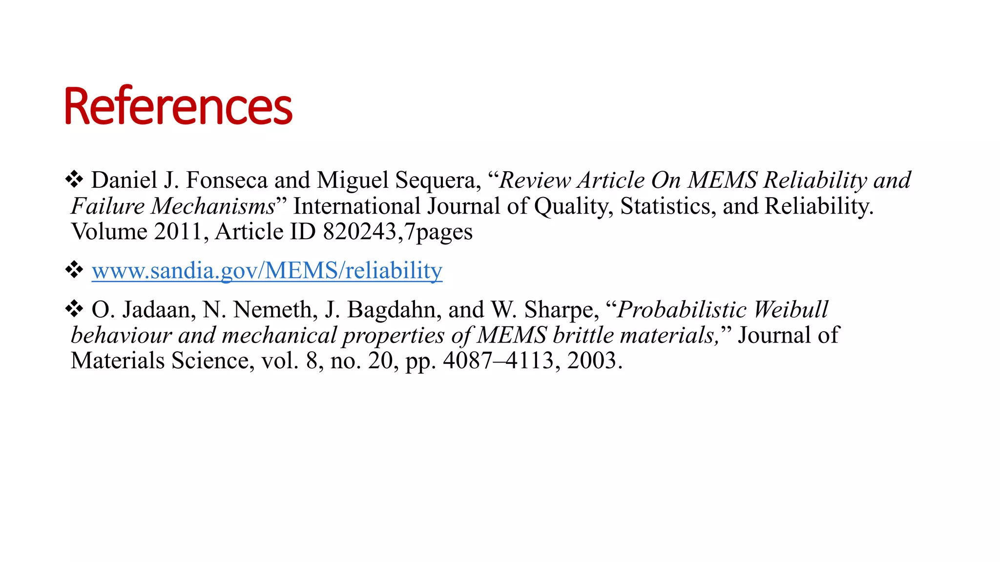 Mems reliability & failure mechanisms | PPT