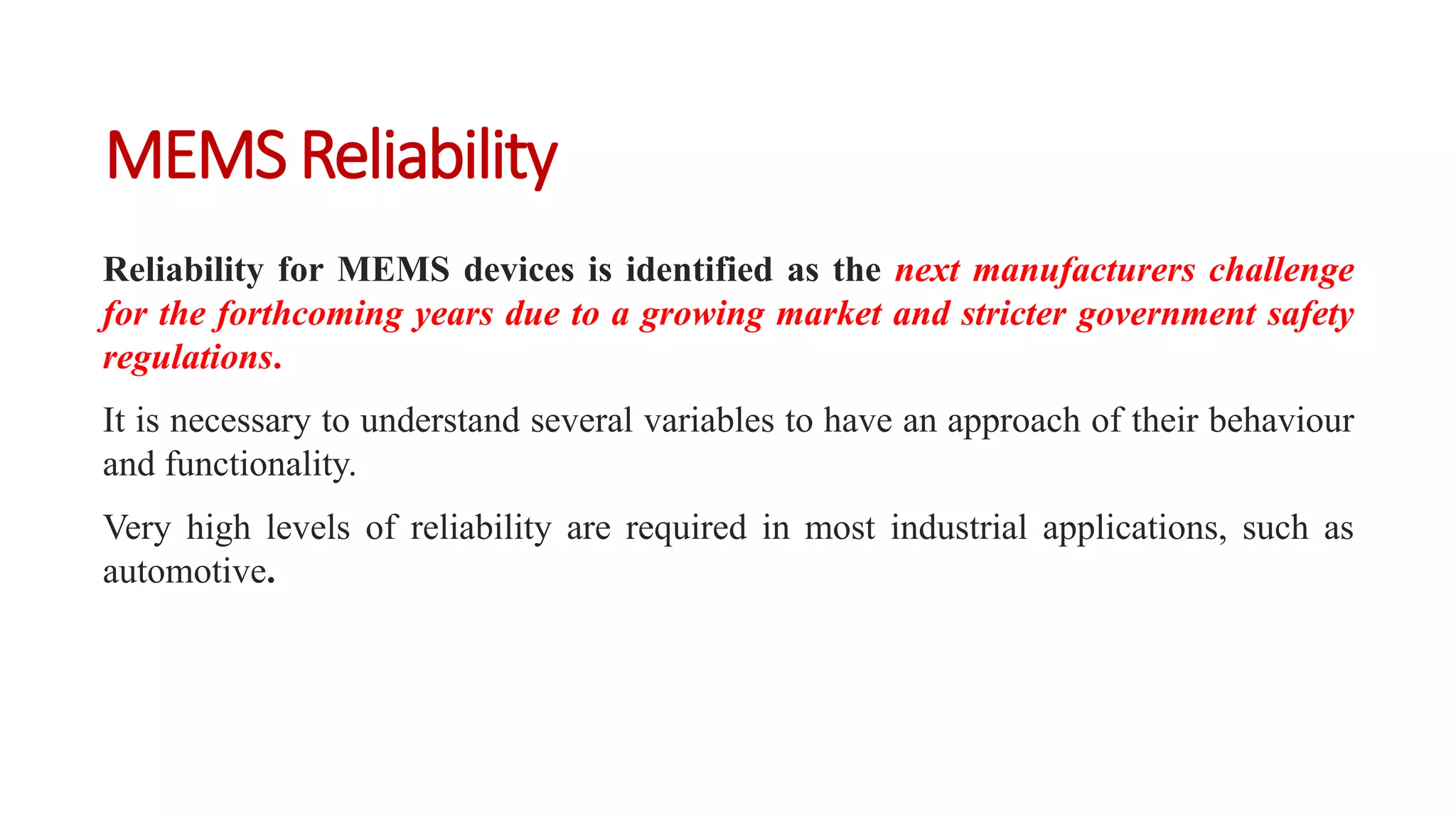 Mems reliability & failure mechanisms | PPT