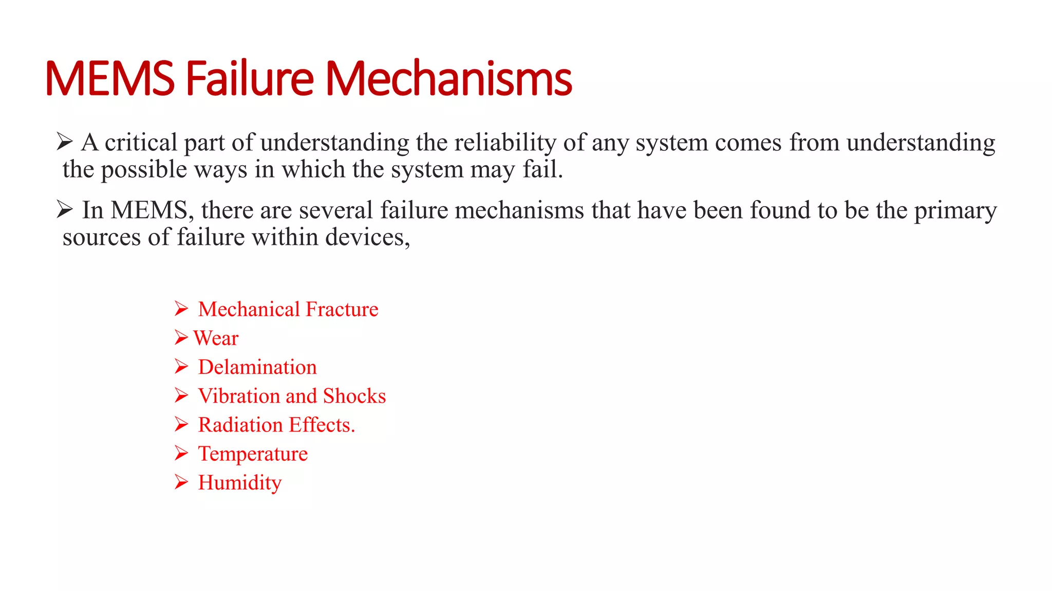Mems reliability & failure mechanisms | PPT