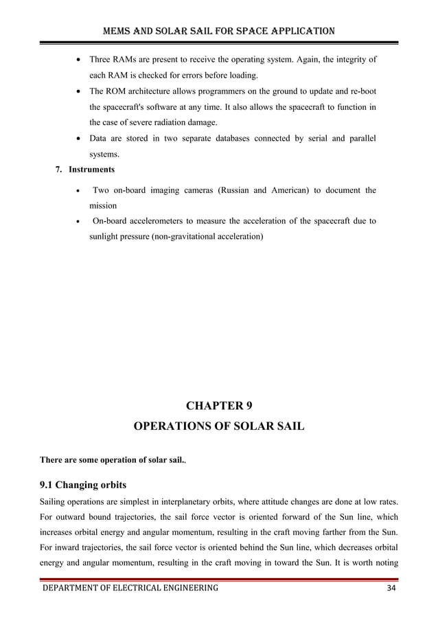 MEMS and Solar Sail for Space Application | PDF