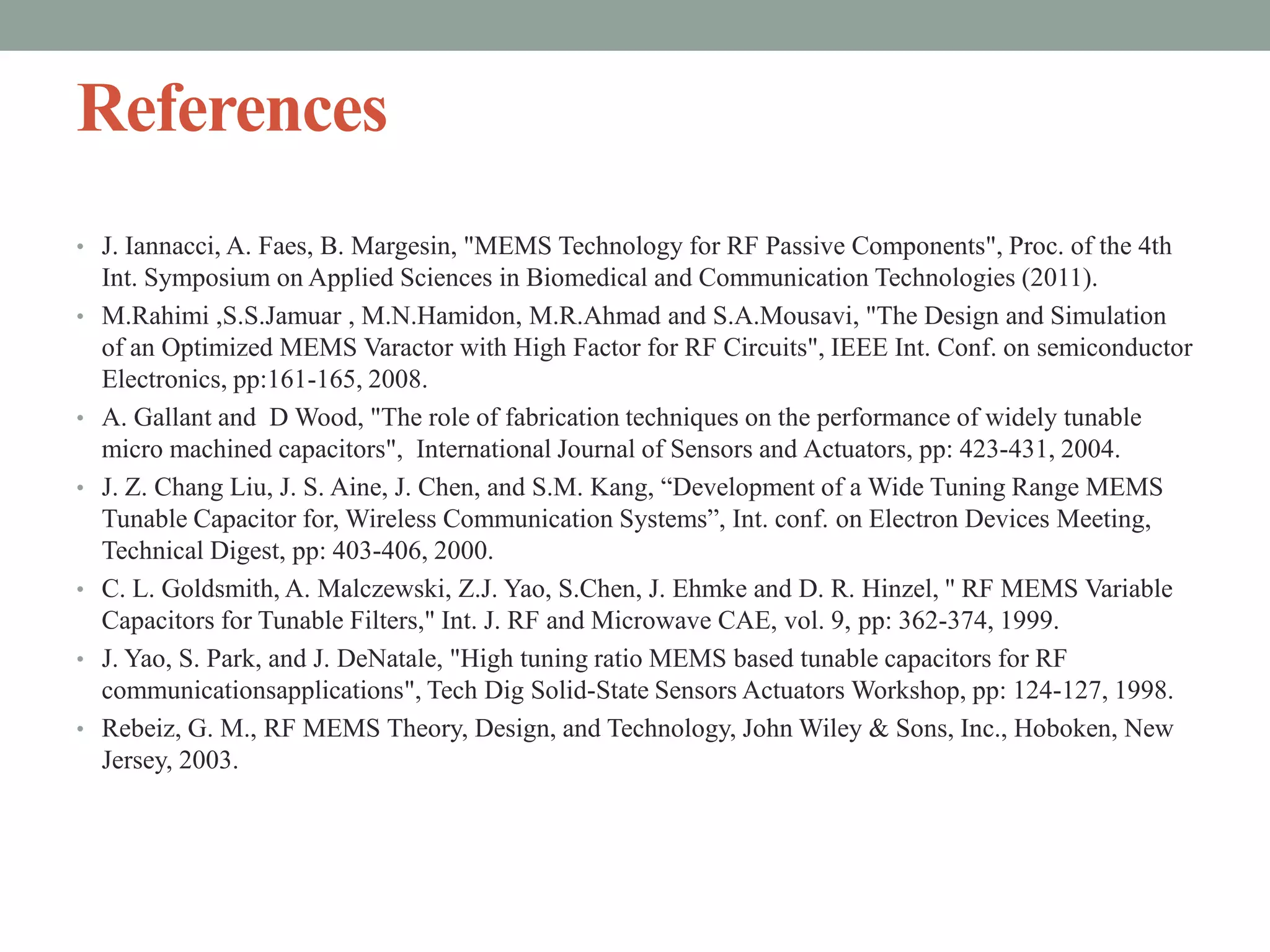 Mems varactor paper 257 | PPTX | Musical Instruments | Hobbies & Interests