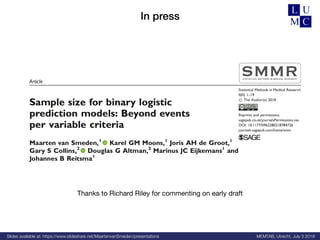 Sample size for binary logistic prediction models: Beyond events per variable criteria | PPT